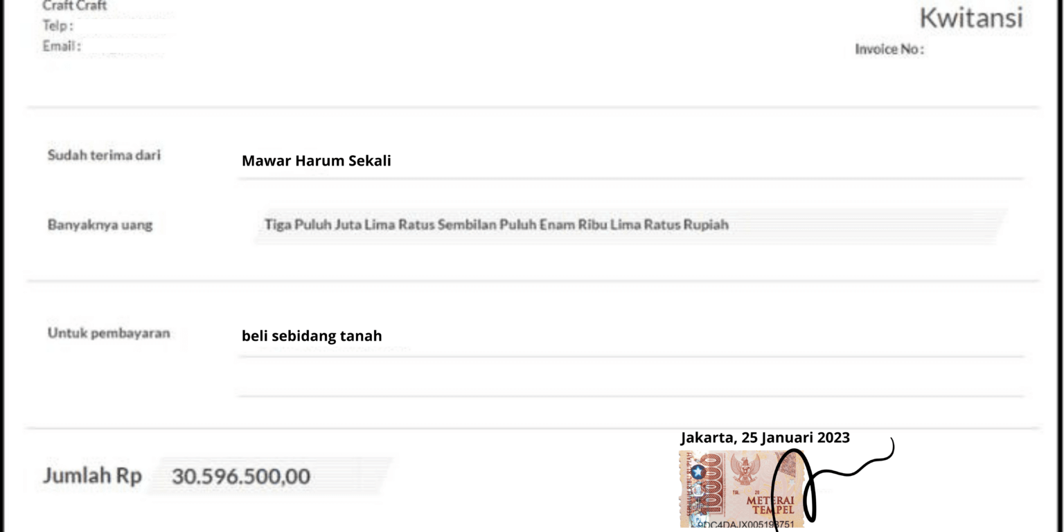 Contoh Kwitansi Jual Beli Tanah yang Sah di Indonesia